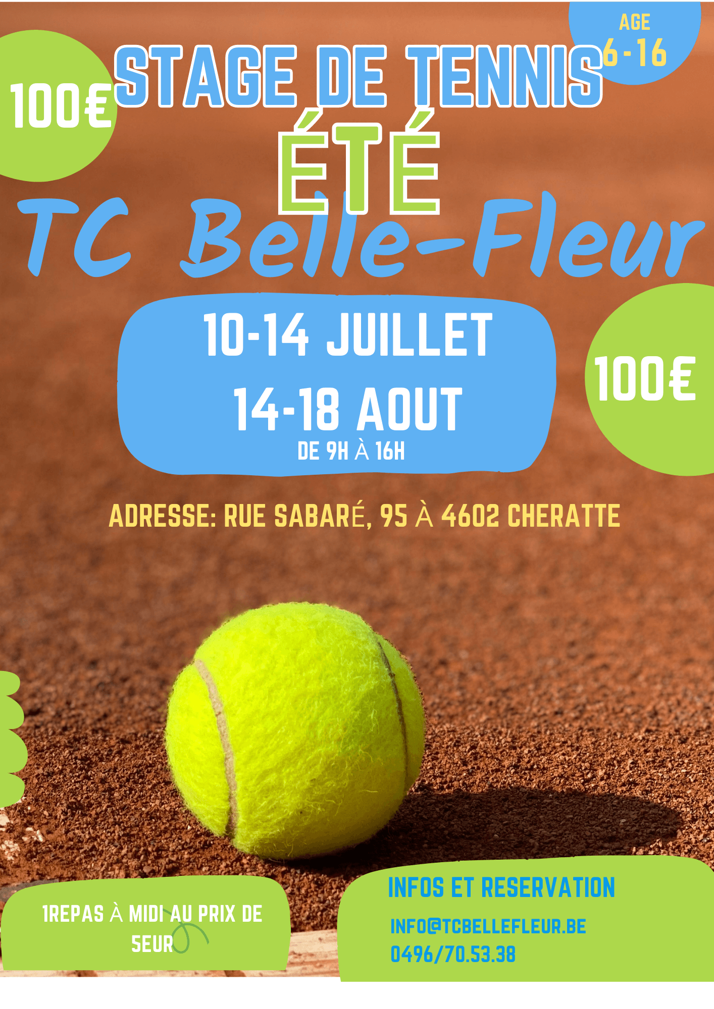 Stage d’été au TC Belle-Fleur. « TC Belle-Fleur